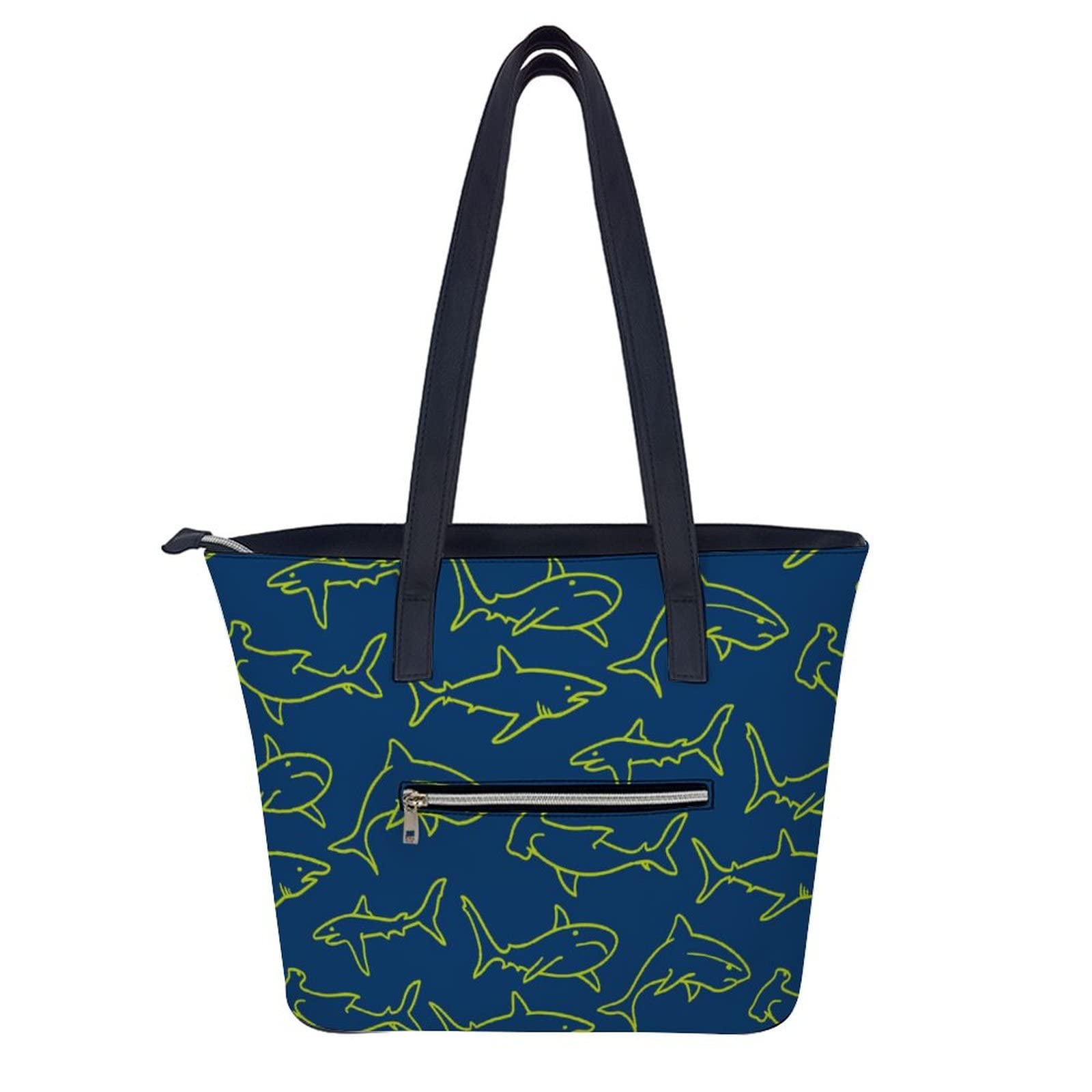 Swimming Shark Women's Tote Bag PU Leather Shoulder Bag Handbags Purse For Work Shopping Travel