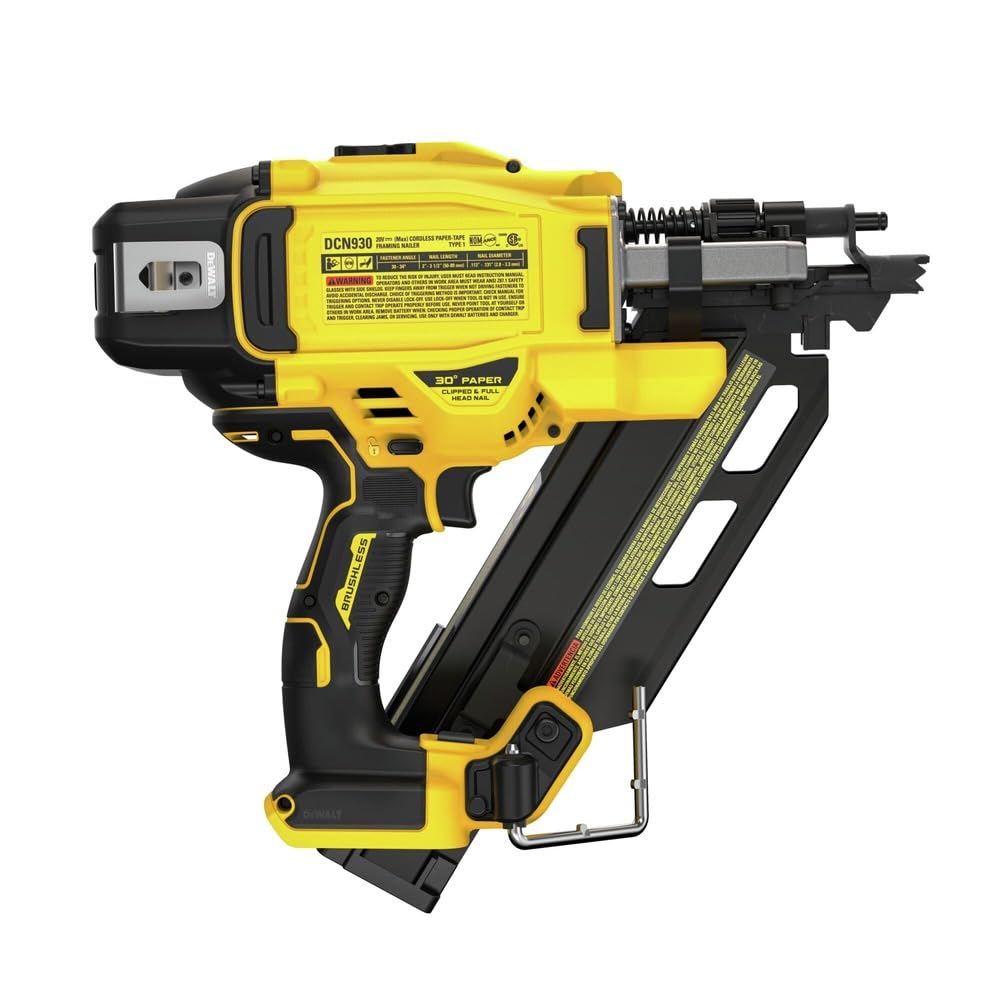 Dewalt DCN930B 20V MAX Brushless Lithium-Ion 30-Degree Cordless Paper Tape Framing Nailer (Tool Only)