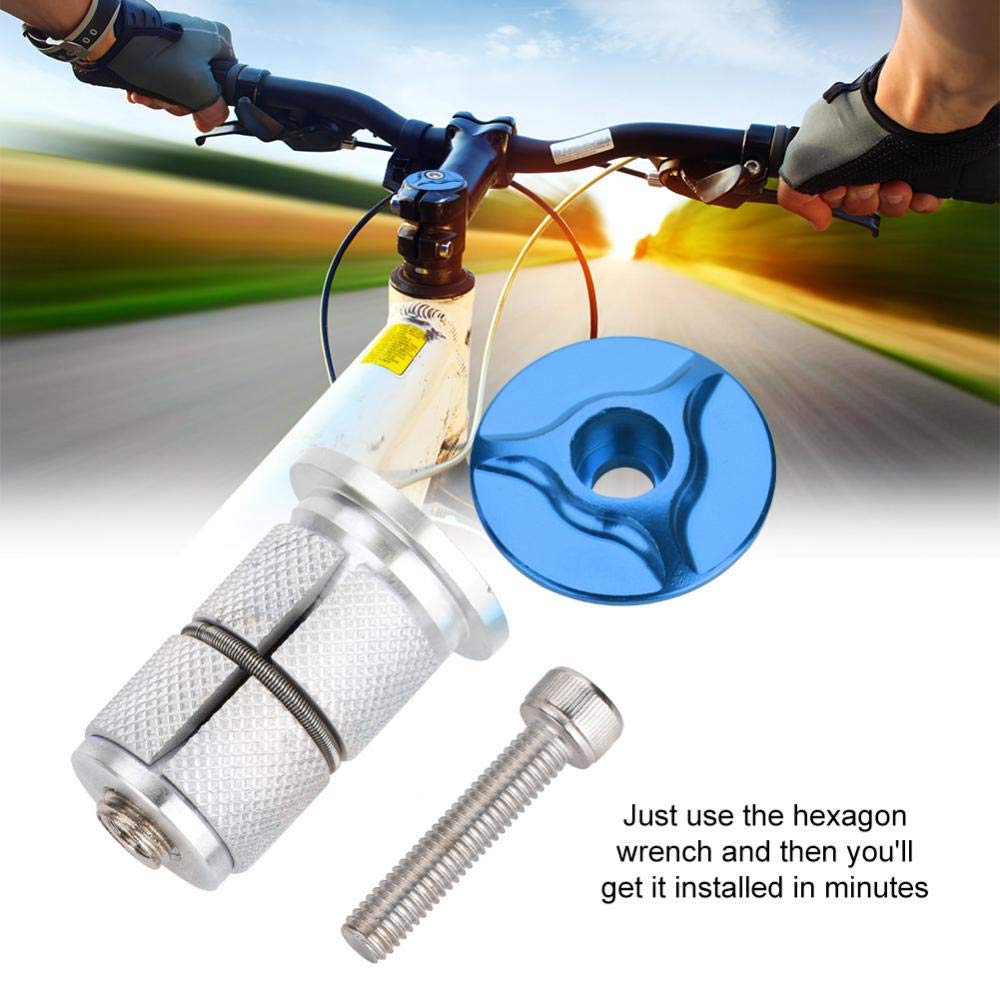 Bike Stem, Durable Aluminum Alloy Headset Top Lightweight Headset Expander Se Bike Headset Expander 1/1.25inch (Blue)