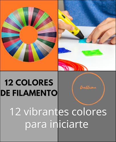 CAELLUMA - 3D Pen for Children for PLA and ABS Filament - 3D Pen for Children with 3D Pen + 12 PLA Colours + Scissors + Thimbles + USB 2 m + Plug + Notebook + Protector (White)