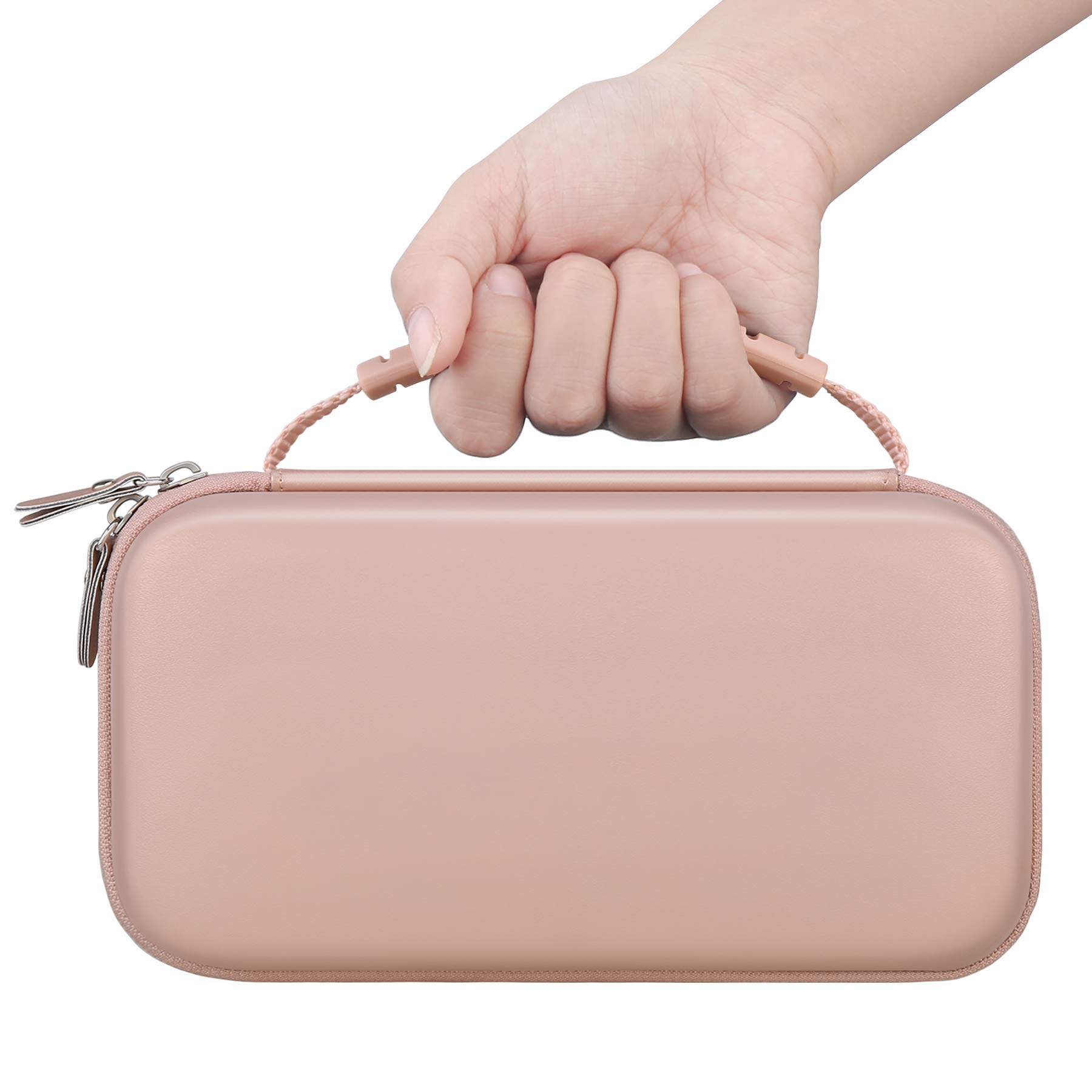 Canboc Hard Carrying Case for Logitech G Cloud Gaming Handheld, Mesh Bag fit Power Adaptor, USB Cable, Portable Gaming Console Bag, Rose Gold(Case Only)