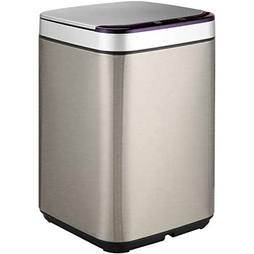 Hanover 10-Liter / 2.6-Gallon Stainless Steel 10 Liter-2.6 Gallon Home and Kitchen | Fingerprint Smudge Resistant | Soft Close | Sensor Lid | Carbon Odor Control, 10L Trash Can 1