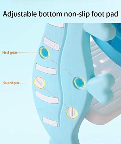 Yellow Ladder Step Potty Seahorse Pattern Adjustable Seat Step Stool with Step Stool,up to 50kg,Toilet Seat with Stairs for Children Travel & Home WC Use
