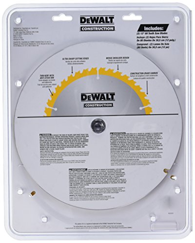DEWALT Miter Saw Blade, 80 Tooth, 12 Inch, 2 Pack, Stainless Steel (DW3128P5D80I)