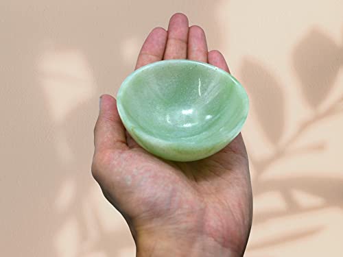 Green Aventurine Crystal Bowl - 2" Gem Stone Bowl for Altar Offering Bowl