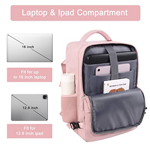 Hanples Large Travel Laptop Backpack for Women, Carry On Backpack, Hiking Backpack, Waterproof Durable Business Backpack with USB Charging Port, College Computer Bag, Fits 16 Inch Laptop