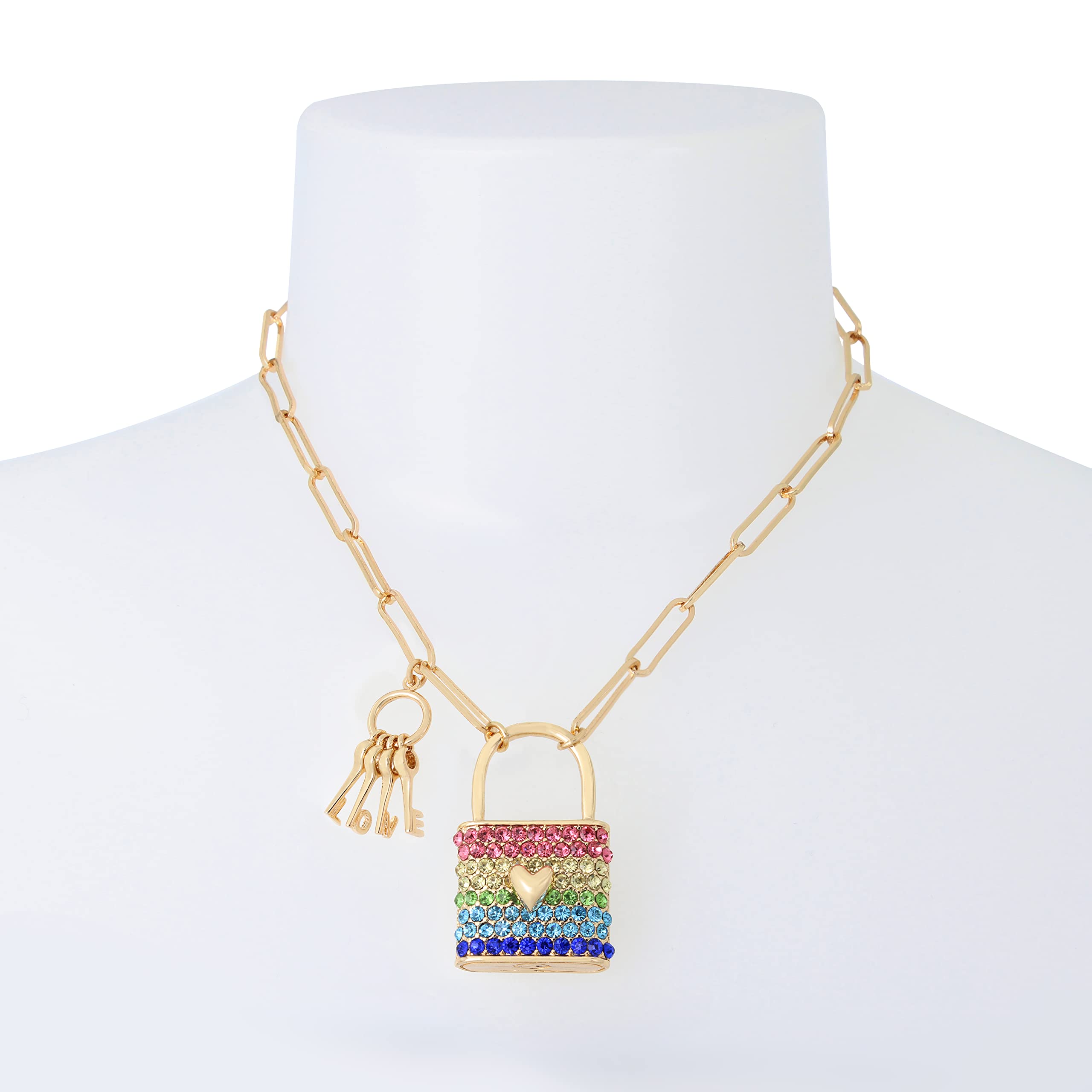 Betsey Johnson Rainbow Lock Pendant Necklace