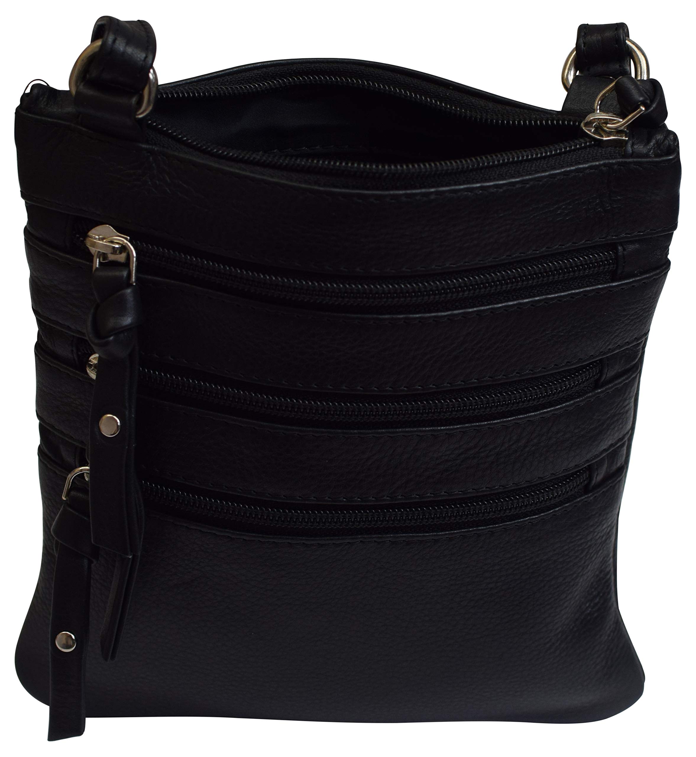 Women's Purse Crossbody Handbag Premium Genuine Leather Shoulder Bag Luxury Gift for Ladies (Black)