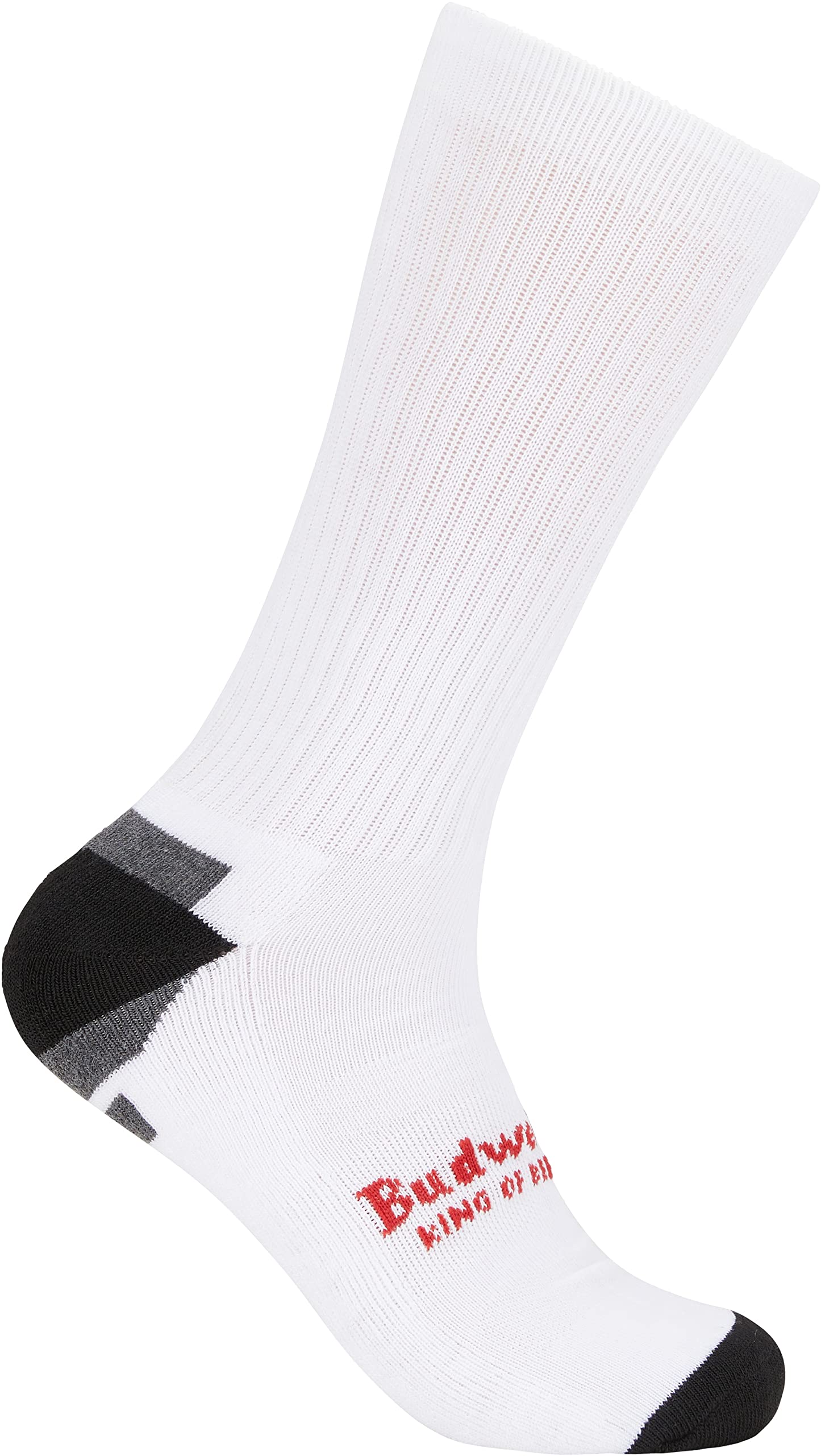 Budweiser Mens 10 Pair Pack Athletic Crew Cushion Socks - One Size Fits All Black/Grey/White