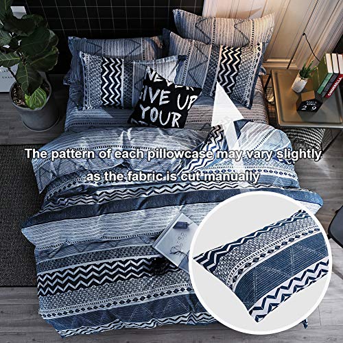 HYPREST Bohemian Duvet Cover Queen Size -Blue and Teal Duvet Cover Soft Lightweight Comforter Cover Set, Oeko-TEX Certificated (No Comforter)