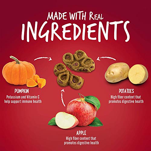 Fruitables Biggies Dog Biscuits – Crunchy Dog Biscuits Made with Pumpkin – Healthy Dog Treats Packed with Real Fruit Flavor – Free of Wheat, Corn and Soy – Crispy Bacon & Apple – 16 oz