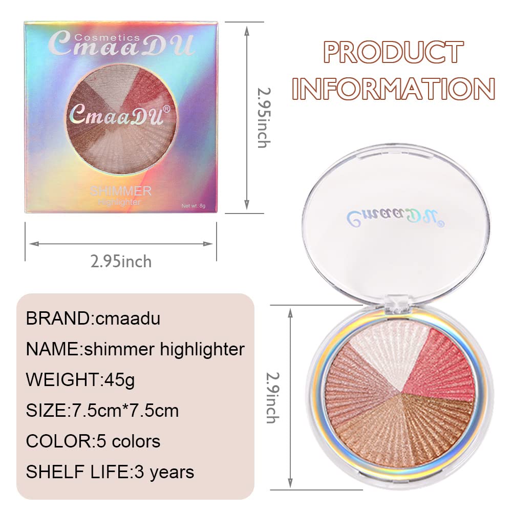 Highlighter Makeup, Highlight Powder Bronze, Bronzer Makeup Matte, iluminadores de maquillaje, Highlighter Palette White Shimmer Blush Bronzer Powder Palette Illuminators 5 Colors