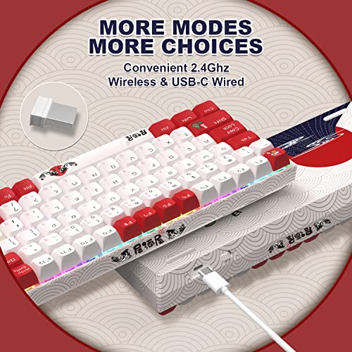 COSTOM XVX M84 Hot Swappable Wireless Mechanical Keyboard, 75% Layout TKL Gaming Keyboard, N-Key Rollover RGB Backlit Custom Keyboard for Windows Mac PC Gamers(Izakaya Theme, Gateron Yellow Switch)