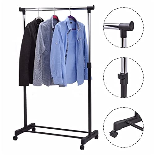 EYHLKM Adjustable Rolling Clothes Hanger Coat Rack Floor Hanger Storage Wardrobe Clothing Drying Racks with Shoe Rack