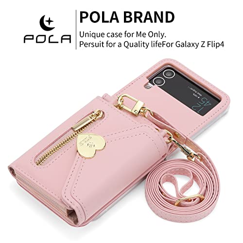 phone protective flip case Compatible with Samsung Galaxy Z Flip 4 5G Case with Card Holder and PU Leather Wallet Case Compatible with Women Girls 360 Shockproof Full Body Protection Bumper Shockproof