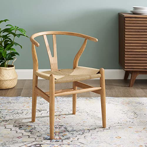 Modway Amish Mid-Century Wood Kitchen and Dining Room Chair in Natural