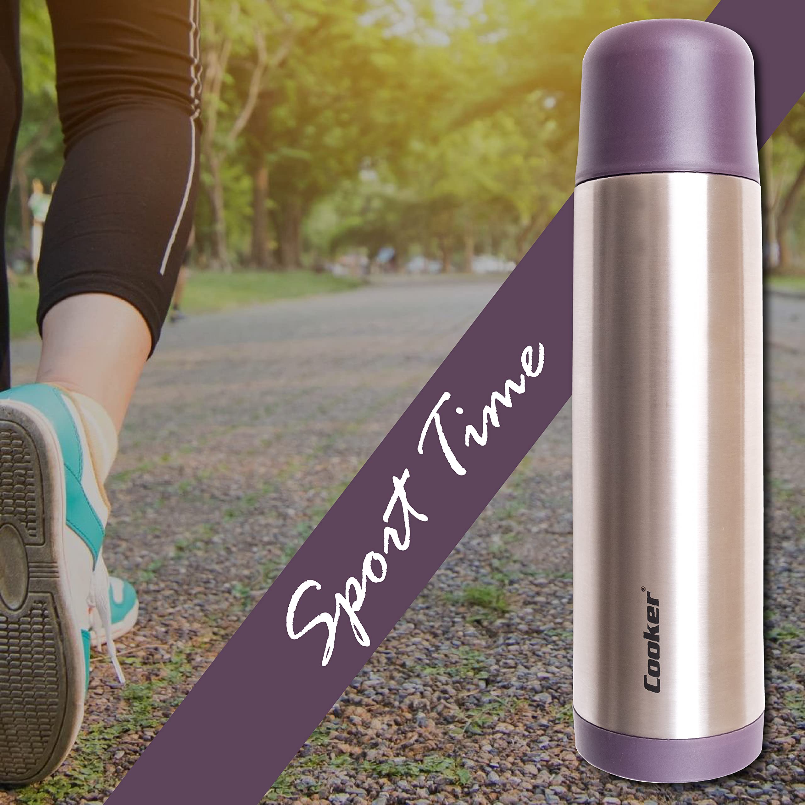 COOKER Double Insulated Thermos, Stainless Steel Thermos for Hot Drinks with Cup, 25 Oz Bpa Free Leakproof Thermos for Tea, Hot & Cold up to 24 Hours
