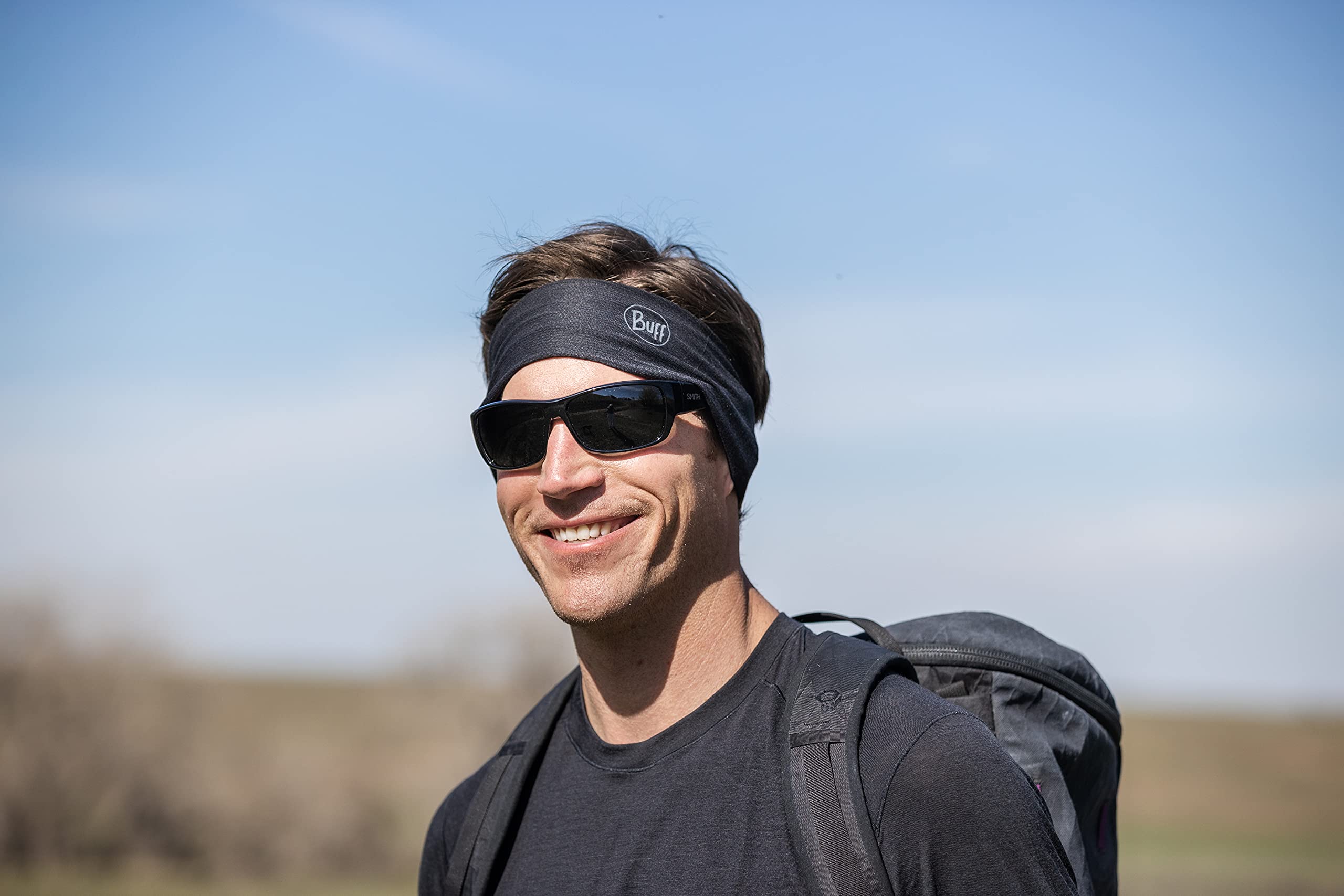 BUFF CoolNet UV Half Neck Gaitor, UPF 50 Sun Protection, Breathable, Cooling Bandana, Versatile, Quick Dry Face Mask, Black, Adult Size