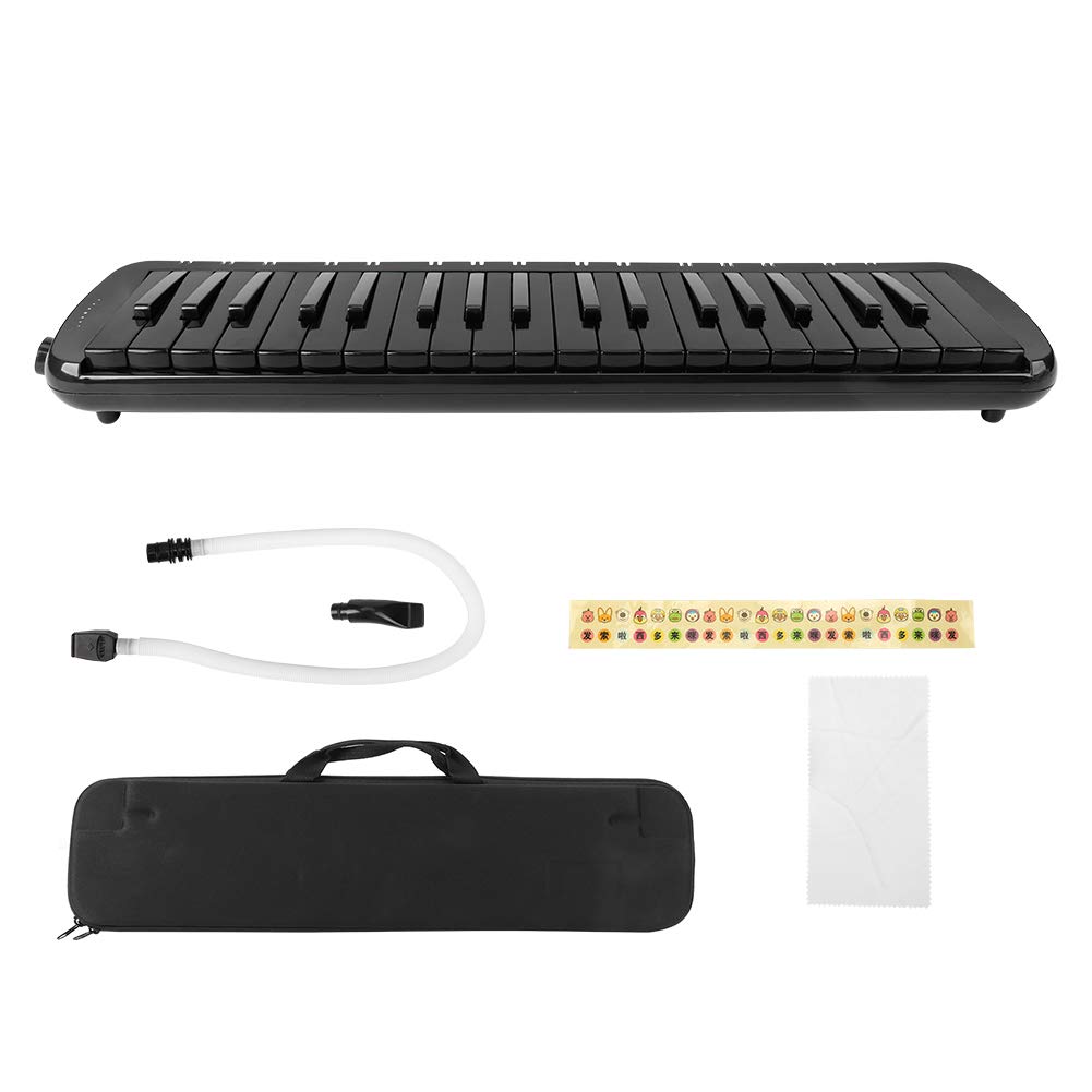 Melodica, 37 Key Melodica Blowpipe Wind Musical Instrument Suitable for Beginner Practice + Bag F37s(Black)