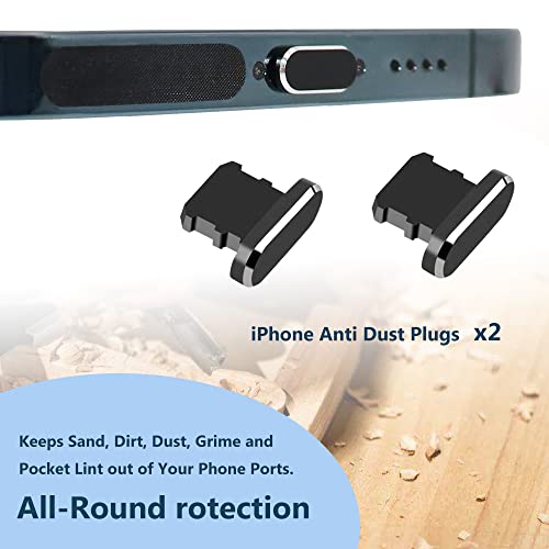 Phone Speaker Dustproof Stickers Protector, Mesh Speaker Anti Dust Adhesive Cover, Included Anti Dust Plug, Phone Port Cleaning Brush and Tweezer Compatible with iPhone 13, 12 Pro Max, 11 (Black)