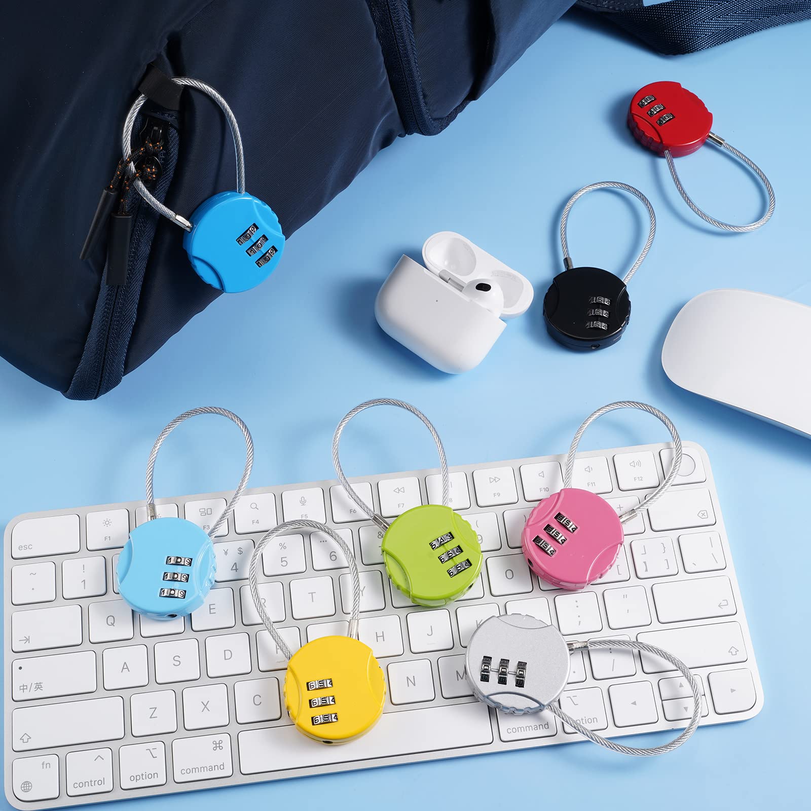 Combination Lock 3 Digit Gym Lock Waterproof Padlock Resettable Bag Luggage Gate Lock Outdoor Combination Fence Lock for School Locker Travel Toolbox Storage (Multi Color, 8 Pack)