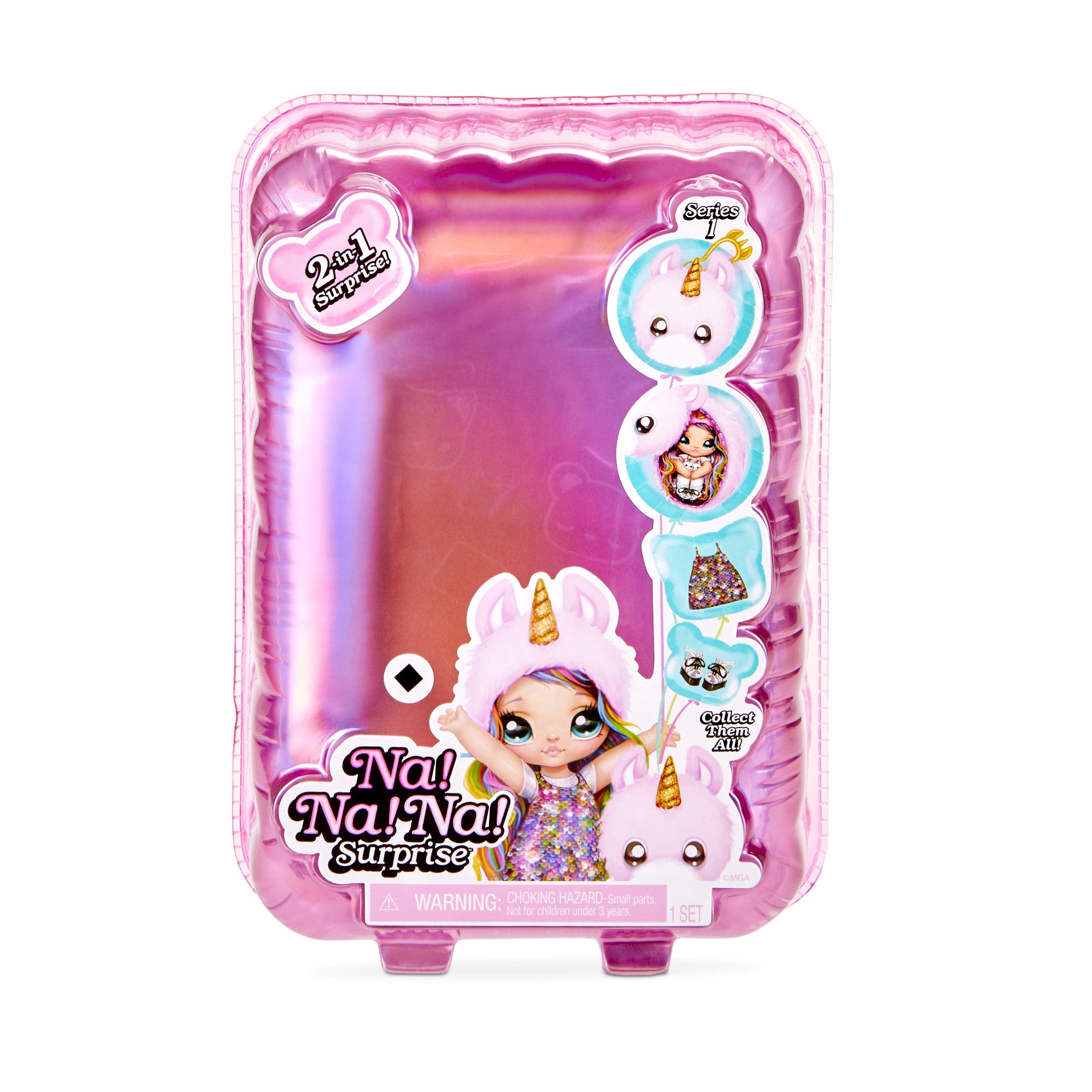 MGA Entertainment Na! Na! Na! Surprise 2-in-1 Fashion Doll & Plush Pom with Confetti Balloon Unboxing, Multicolor (Styles May Vary)