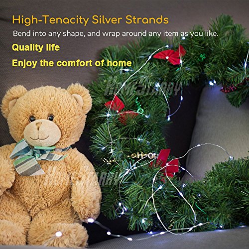 Window Curtain String Light Christmas Decorations String Lights Remote Battery LED Wedding Party Home Garden Bedroom Outdoor Indoor Yard Wall Decorations Twinkle Lights (White, 5M+50LED+8Model)