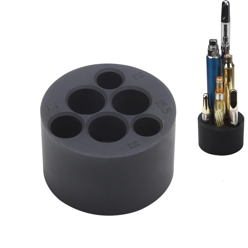 Silicone desk stand holder with elastic and adjustable holes for Various 5IO pen battery (Black)