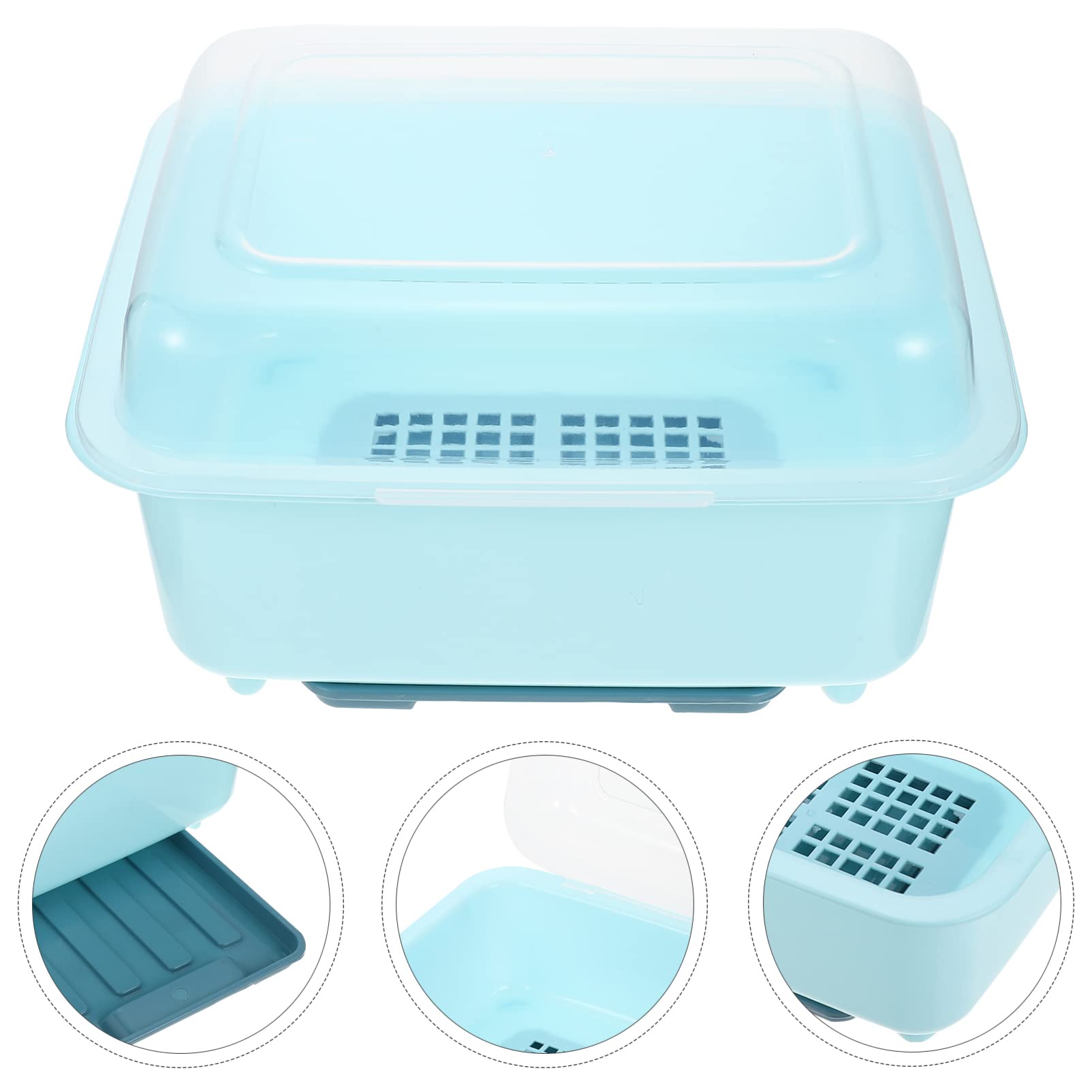 Cabilock Baby Bottle Drying Rack with Anti- Cover Nursing Bottle Storage Box Plastic Tableware Box Organizer Portable Countertop Dryer for Tea Cup Coffee Mug Bowl