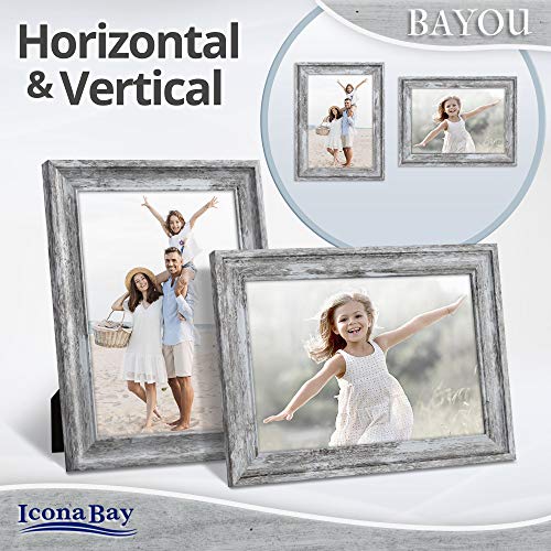 Icona Bay 5x7 Azure Gray Picture Frame, Cape Cod Style 5 x 7 Photo Frame, Table Top or Wall Mount, Bayou Collection