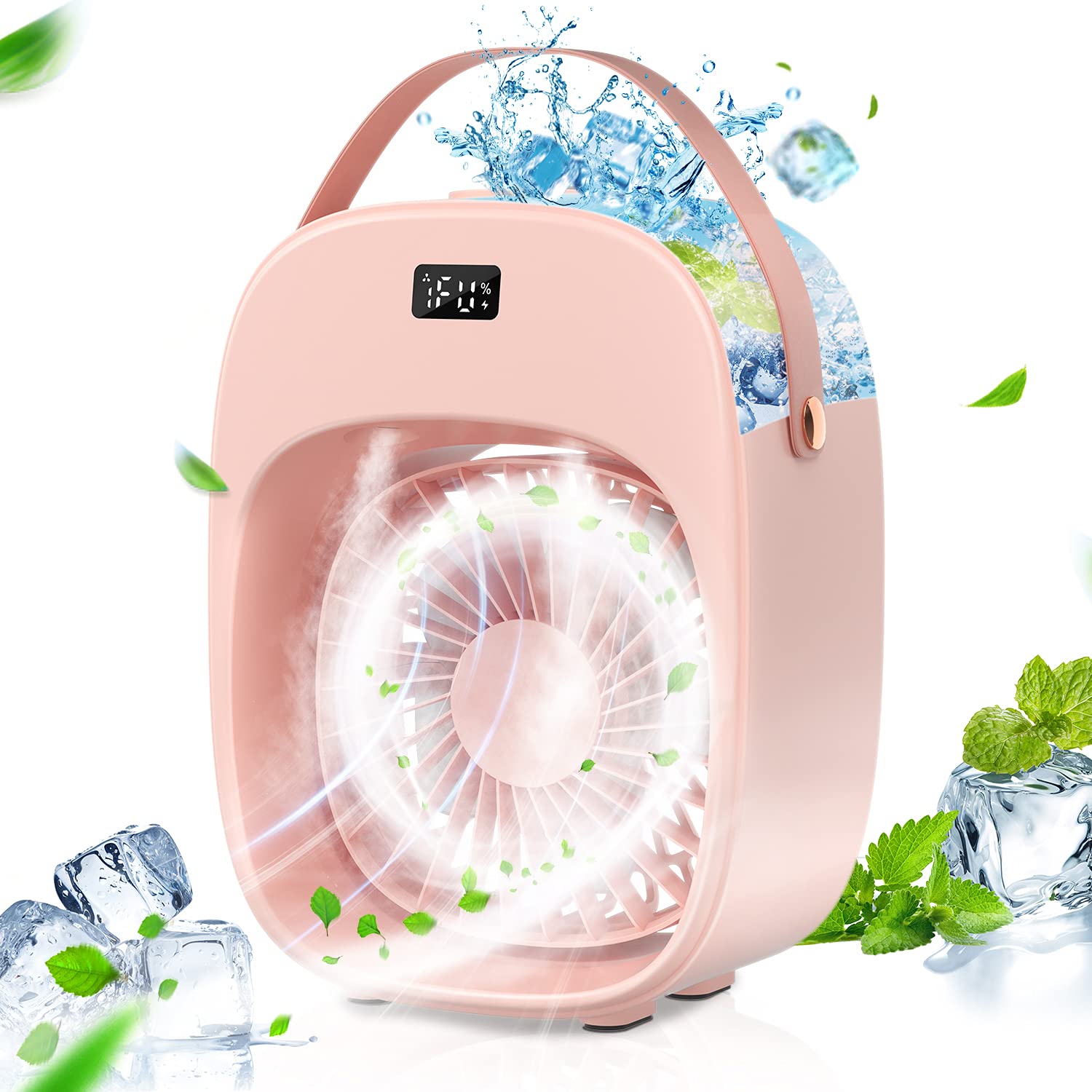 BNT Mini Ac Fan,Upgraded Multifunction 3 in 1 Car Air Conditioner with Mist Sprayer, USB Mini Portable Air Conditioner for Room/Tent/Office/Bedroom/Car