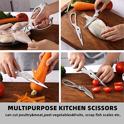 Heavy Duty Forged Poultry Shears,SinYe All PurPose Kitchen Shears with Magnetic Holder for Fridge,Pack of 2