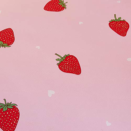 HALOZI Duvet Cover Set Full Size Strawberry Pink Stripes Reversible Luxury Soft Bedding Set Comforter Cover with Zipper Closure and Corner Ties (1 Duvet Cover+2 Pillowcases)(Full(80X90) inch)