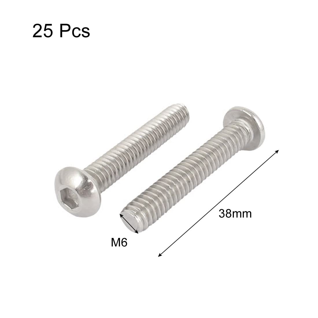 Uxcell s16071200am0023 1/4 Inch-20x1-1/2 Inch Hex Socket Button Head Bolts Screws 25pcs (Pack of 25)