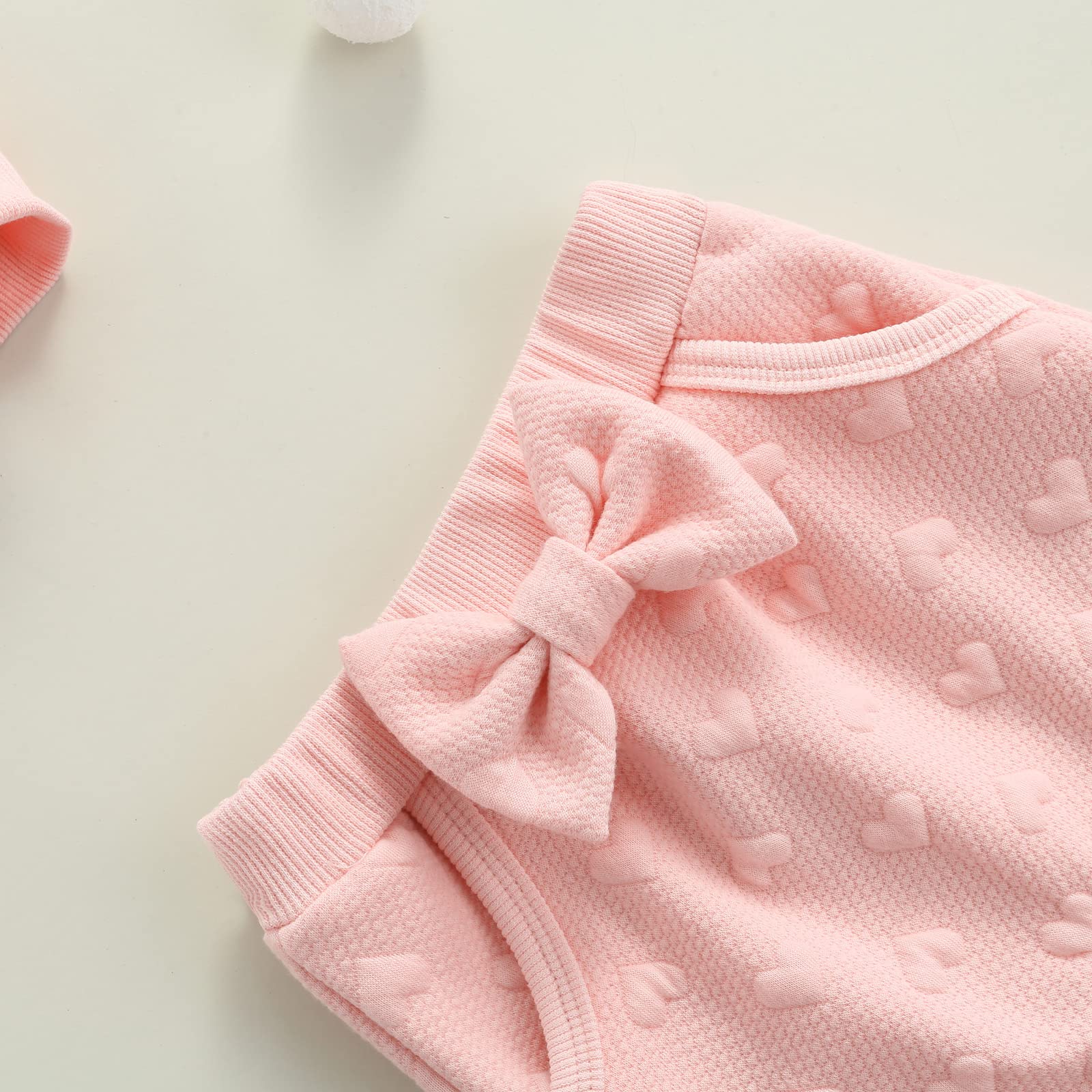 Ynibbim Valentine Baby Girl Clothes Set Ruffle Long Sleeve Sweatshirts Tops Pants Heart-Shape Printed Outfit (Pink, 6-12 Months)