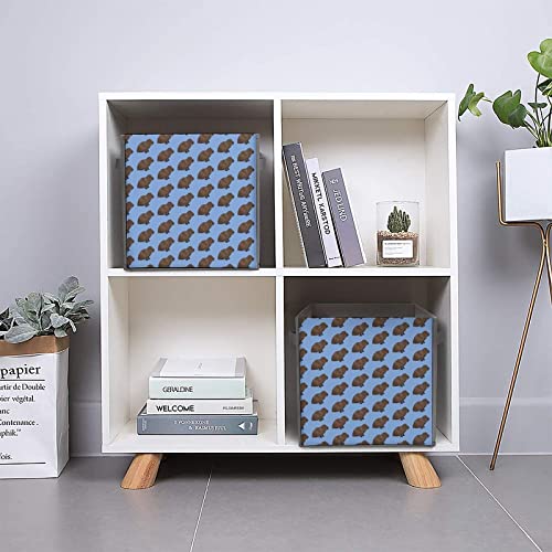 Cute Capybara Collapsible Storage Bins Basics Folding Fabric Storage Cubes Organizer Boxes with Handles