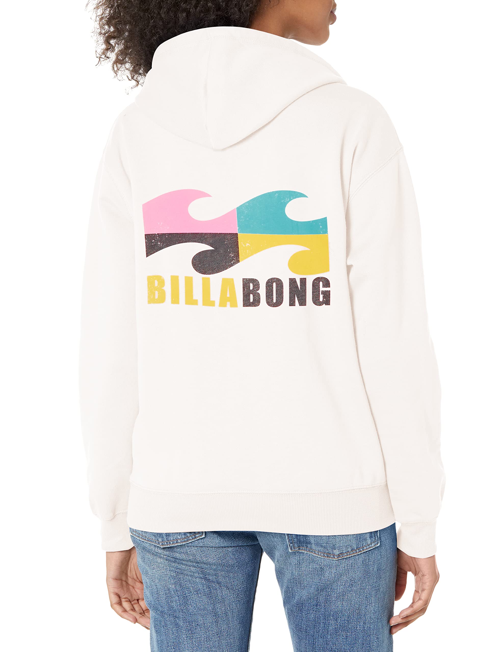 Billabong Women's Graphic Pullover Sweatshirt Fleece Hoodie, Beach Waves Salt Crystal, Large