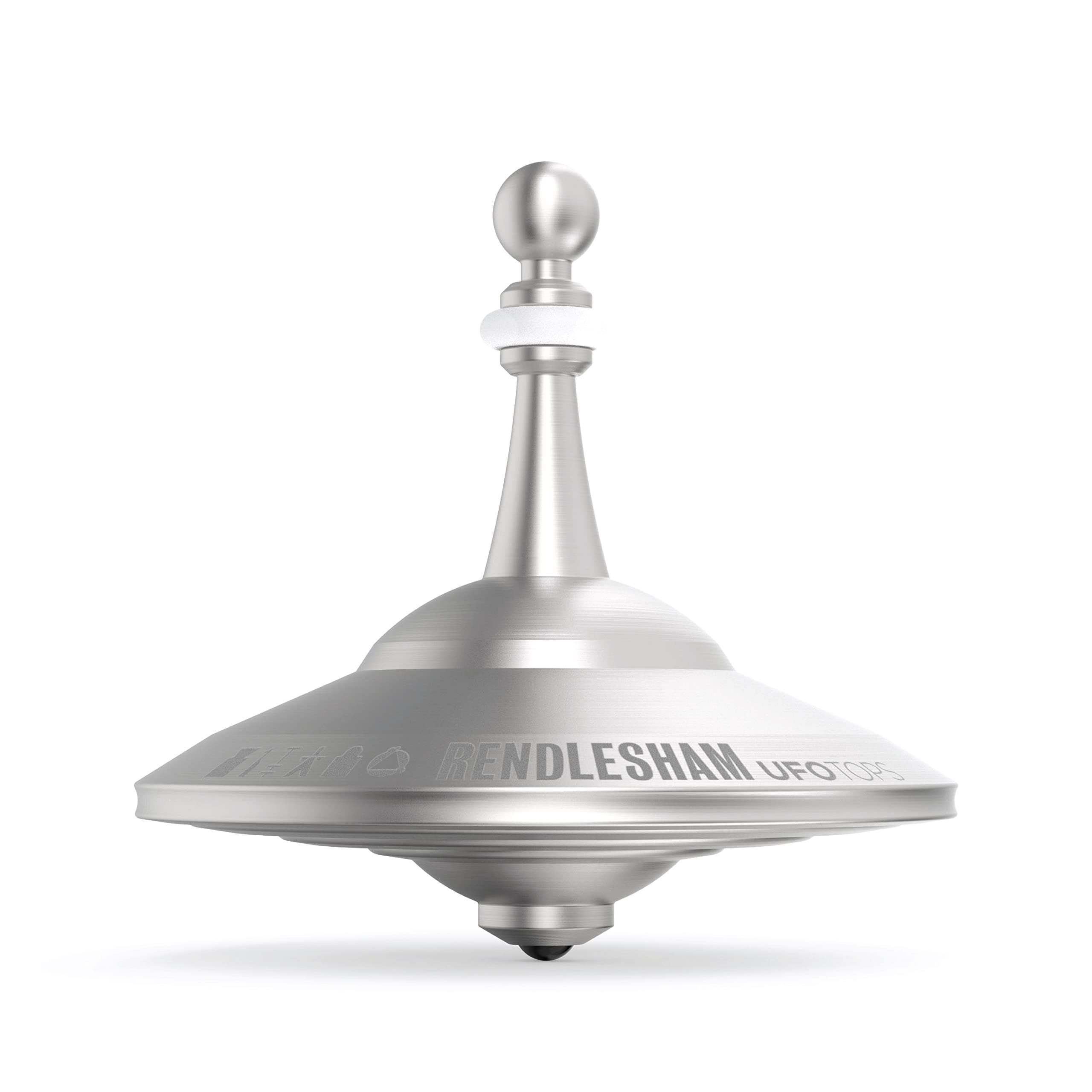 Rendlesham | Metal Spinning Fidget Toy Top | Inspired by The Documented 1980 UFO Sighting in Rendlesham, England (Cosmic Silver.)