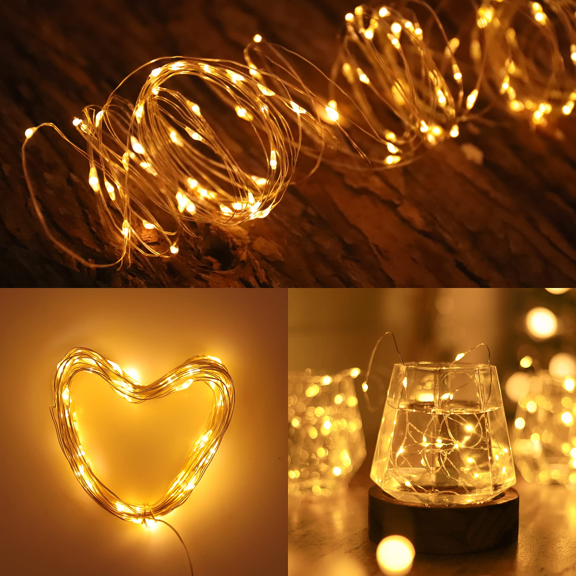 Outdoor Solar String Lights 2 Pack 33ft 100 LED Fairy Lights Waterproof Copper Wire 8 Modes Solar Fairy Lights for Bedroom Christmas Party home wedding decorations Garden Indoor Decor warm white