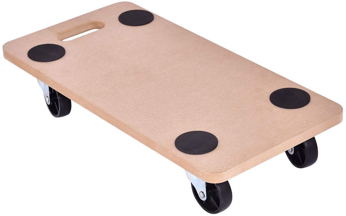 Casart Wooden Board Dolly, Moving Carrier with 4 Wheels