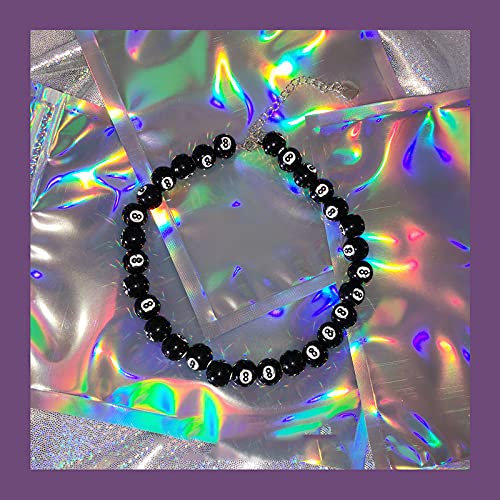 Billiard 8 Ball Choker Necklace Black # 8 Lucky Vintage Statement Y2K Goth Punk Cool Indie Creative Necklace Bracelet for Women Men… (Style1 Choker)