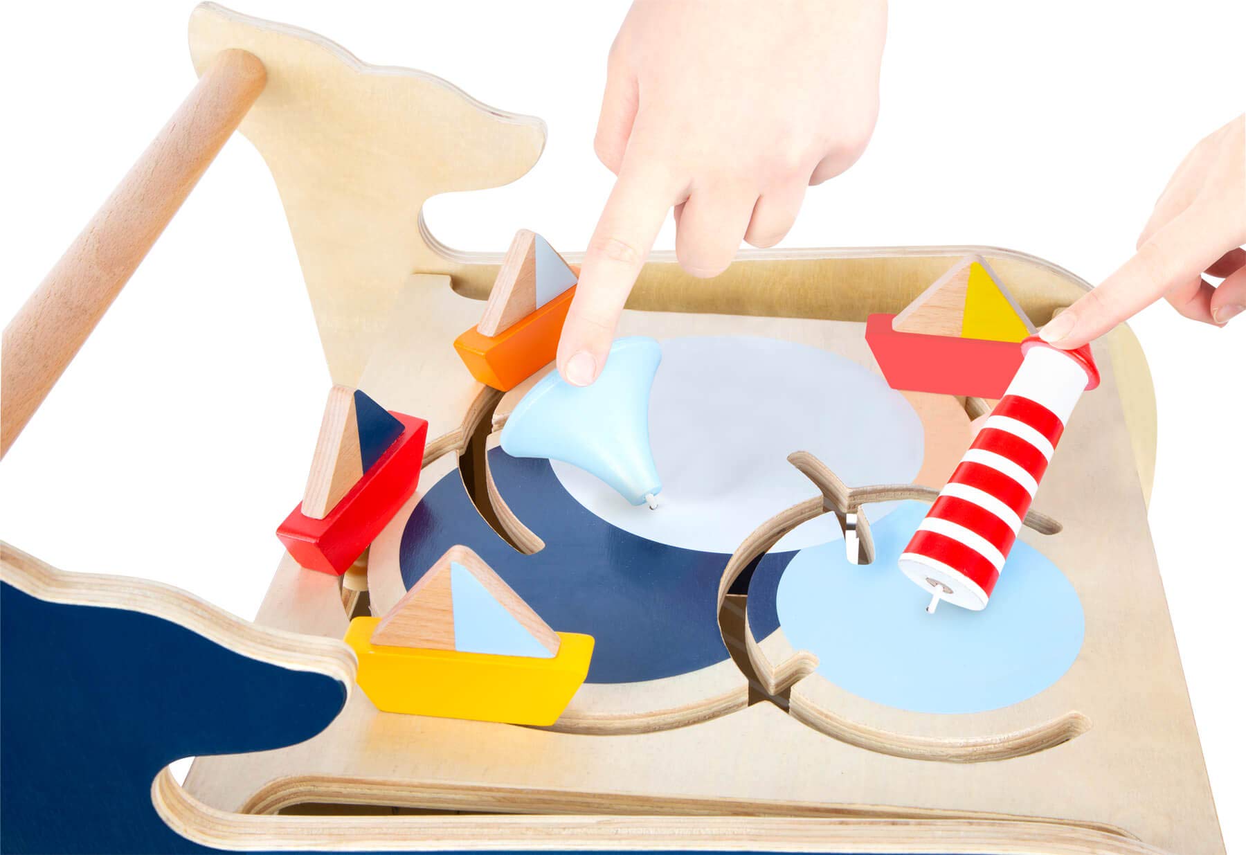 Wooden Whale Baby Walker by Small Foot – Classic 5-in-1 Activity Center - Interactive Toy with Shape Sorter, Puzzle Maze, Compass, Chalkboard - Develops Kids Coordination, Motor Skills –Age 12+ months