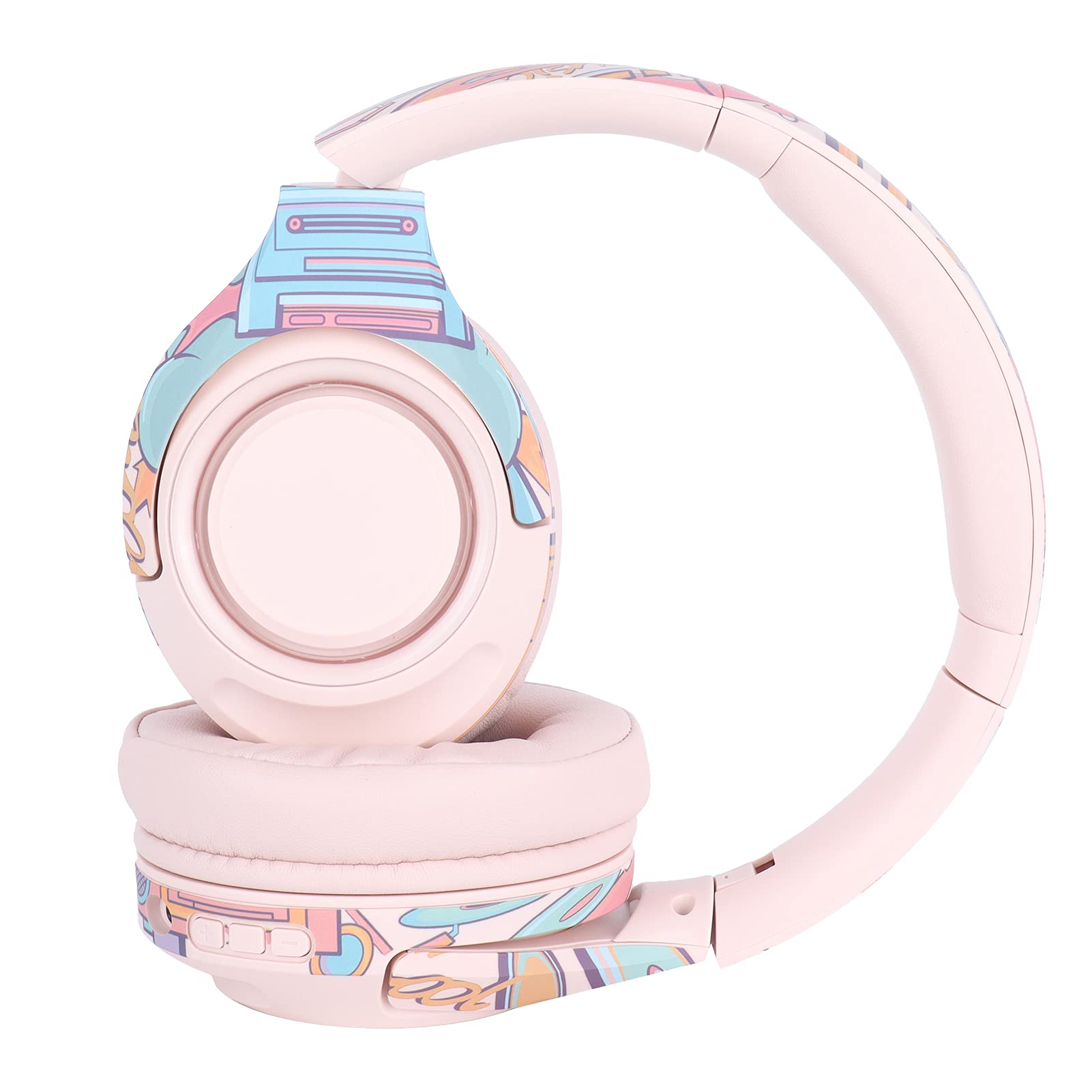 Wireless Over Ear Gaming Headset, RGB Colored Bluetooth 5.1 HiFi Stereo Headphones with Pluggable Noise Cancelling Mic, 24Hrs Playtime - Graffiti ()