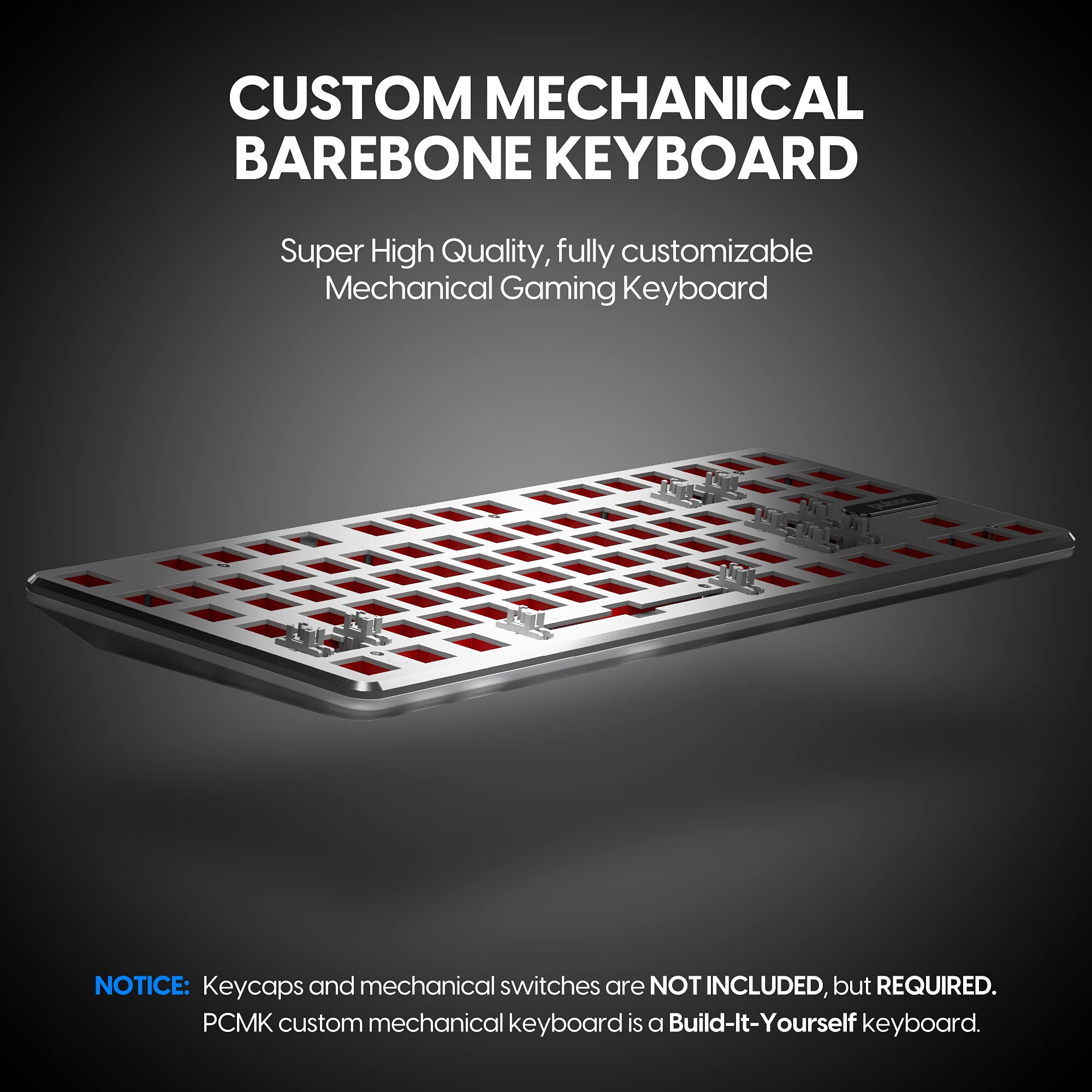 Pulsar Gaming Gears - PCMK Gaming Mechanical Keyboard TKL ANSI Aluminum Build 5 Pin Hot Swappable Swap RGB LED 80% 87 Keys (Barebone, White)