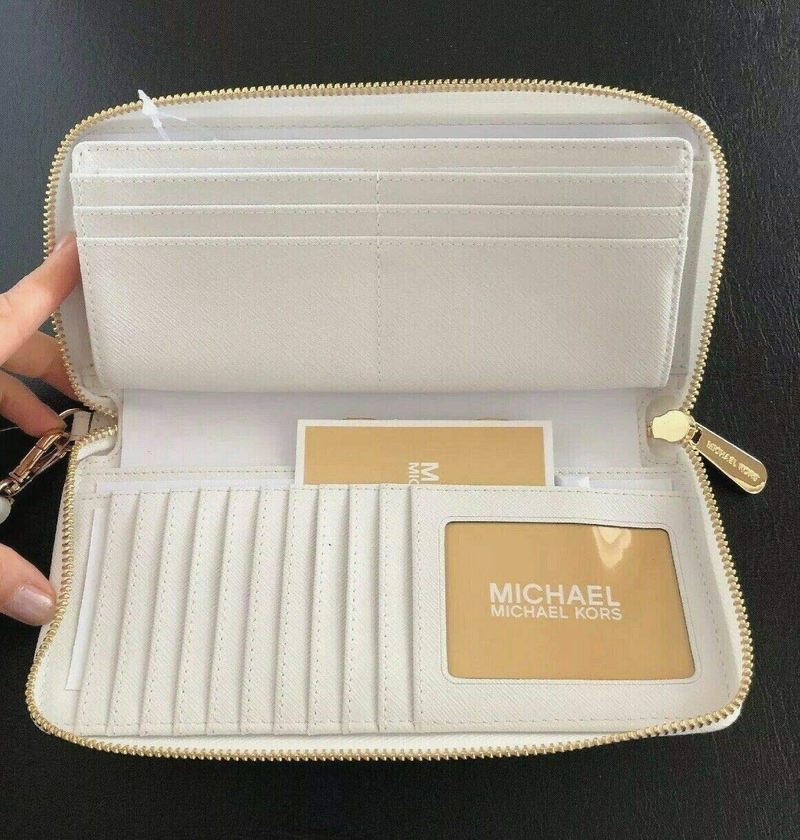 Michael Kors Jet Set Travel Large Travel Leather Continental Wallet (Light Cream)