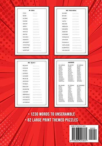 Word Scramble Puzzle Books for Adults: Large Print Word Jumbles | 1200+ Words