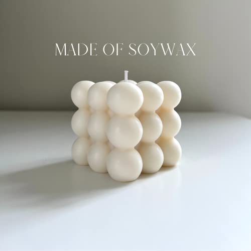 Fade Store Bubble Candle Cube, 2 Piece Set, Soy Wax, Aesthetic, Scented, White and Brown, Nude, Beige, Beautiful for Home Decor and Gifting, Aromatherapy, Harmony Decorative Candles