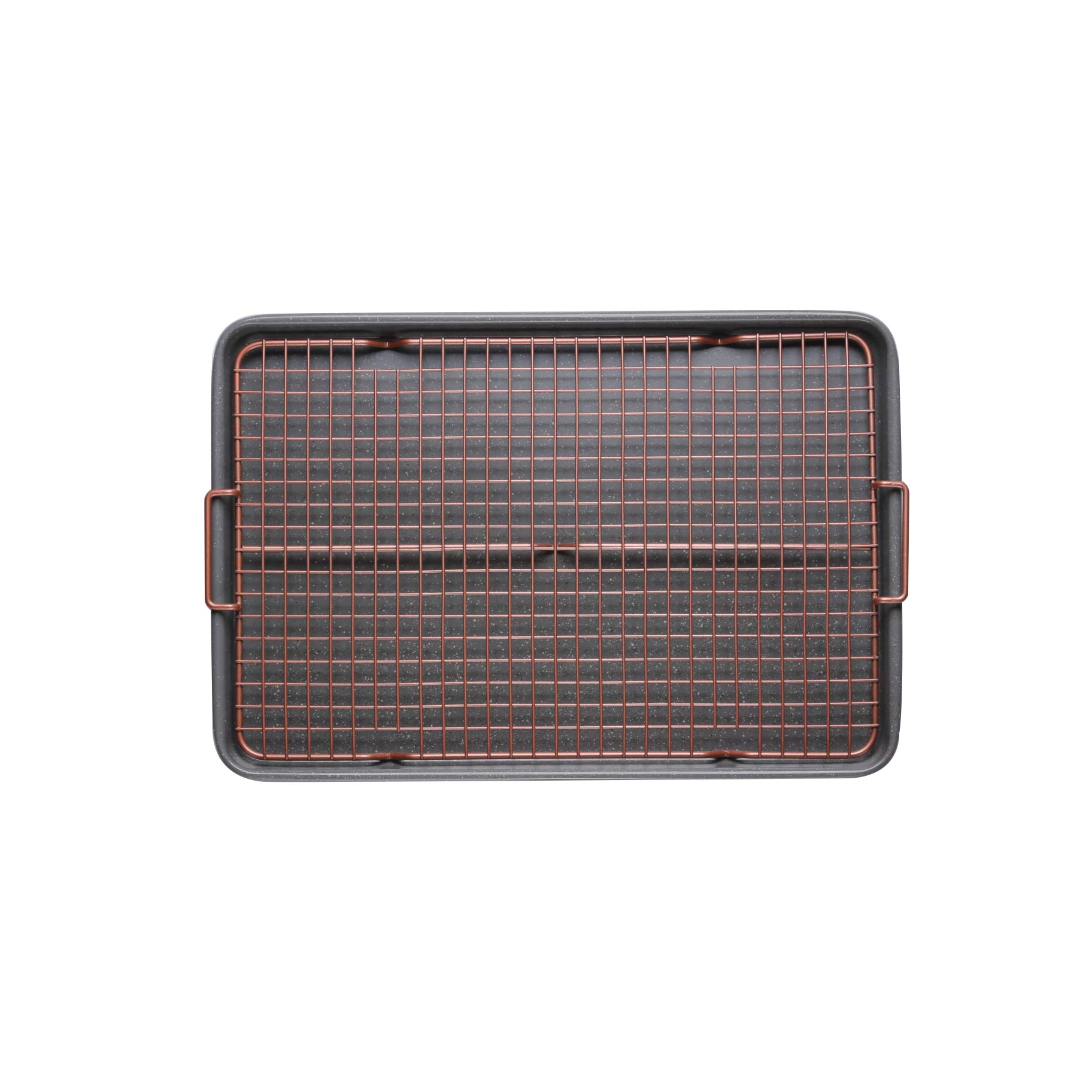 CasaWare 3pc Ultimate Commercial Weight 15 x 10 x 1-inch Cookie Sheet/Cooling Grid/Silicone Mat Bakeware Set (Silver Granite)
