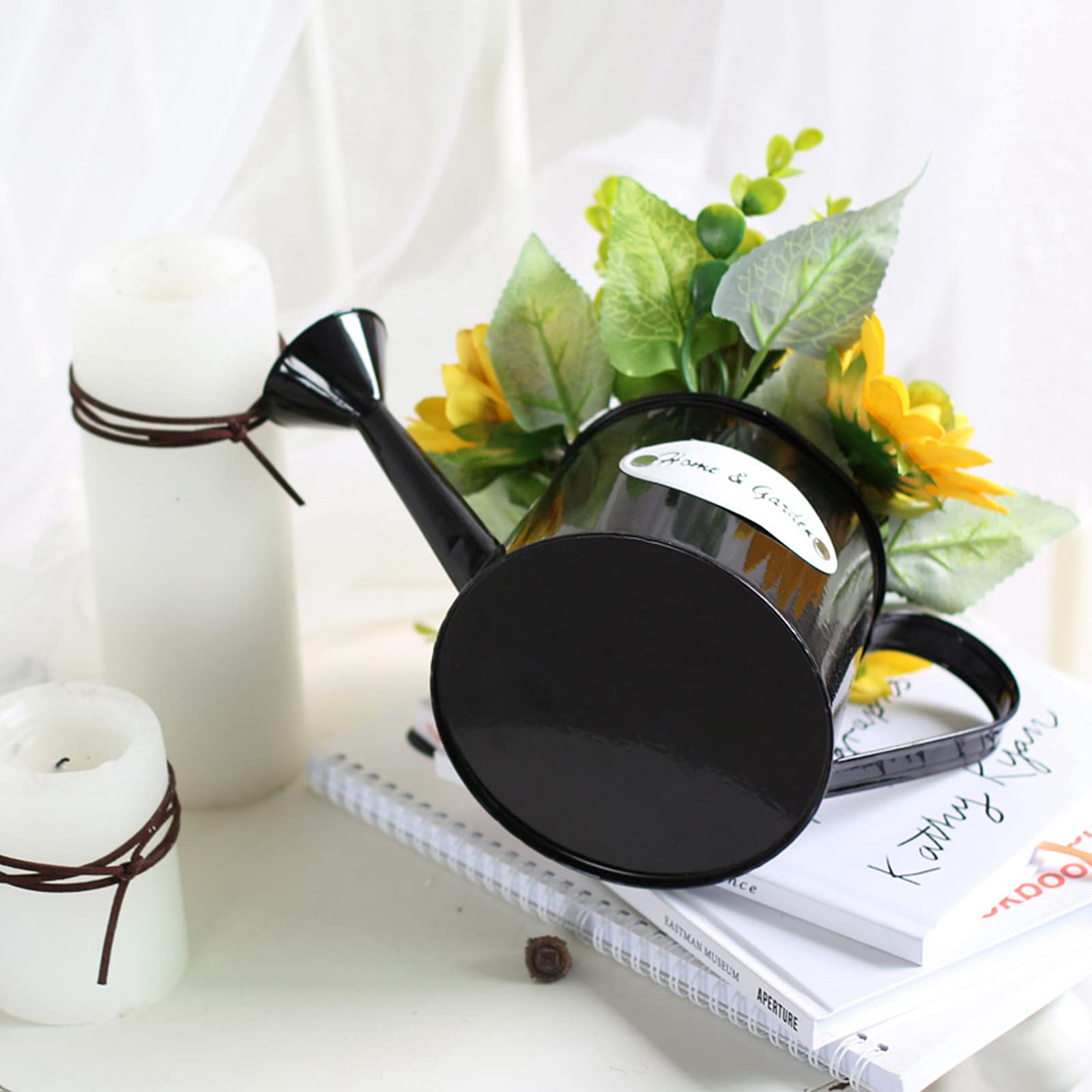 Takefuns Artificial Sunflowers and Metal Kettle Potted, Artificial Sunflowers Bouquet in Pot Bonsai, for Home Office Garden Party Wedding Table Decor