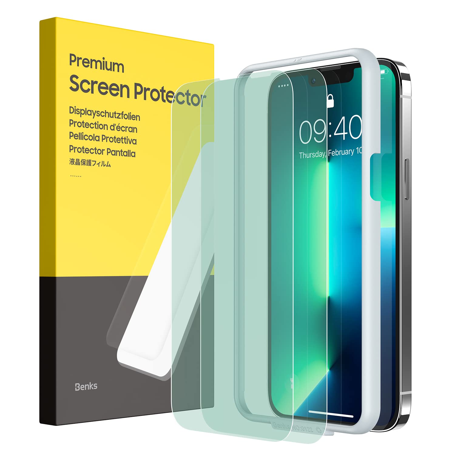 BENKS Compatible With iPhone 13 Pro Max Screen Protector Anti Blue Light, [2 Pack] HD Clear Eye Protection Tempered Glass 9H hardness Full Coverage Protective Film design for iPhone 2021, 6.7”